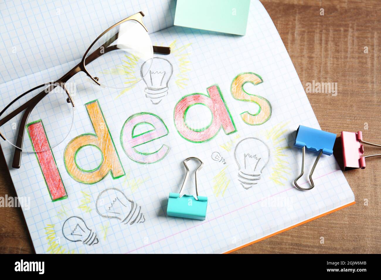 Marketing concept. Word IDEAS written in notebook Stock Photo - Alamy