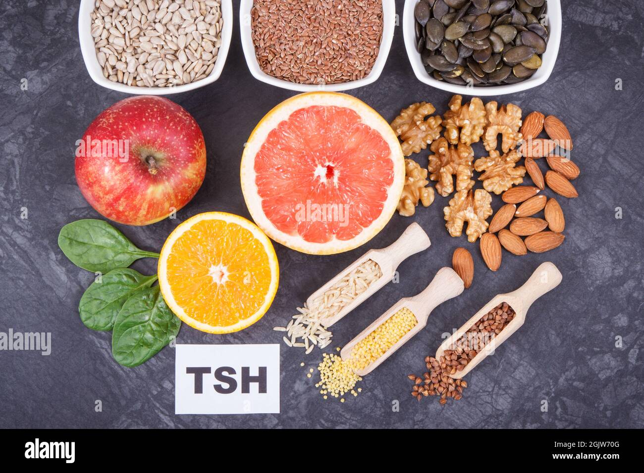 Inscription TSH with nutritious products and ingredients containing ...