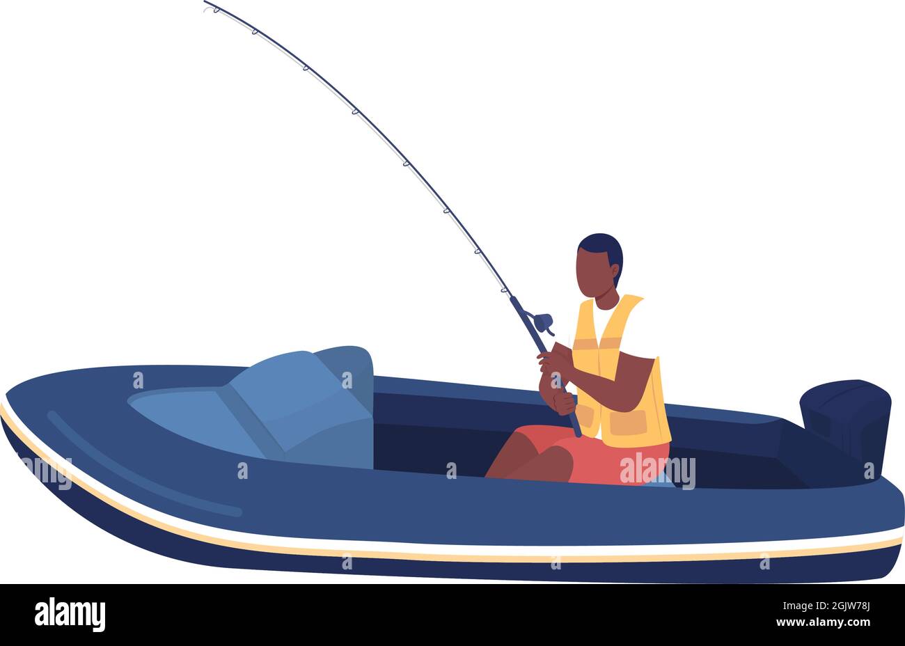 Man in boat fishing semi flat color vector character Stock Vector Image ...