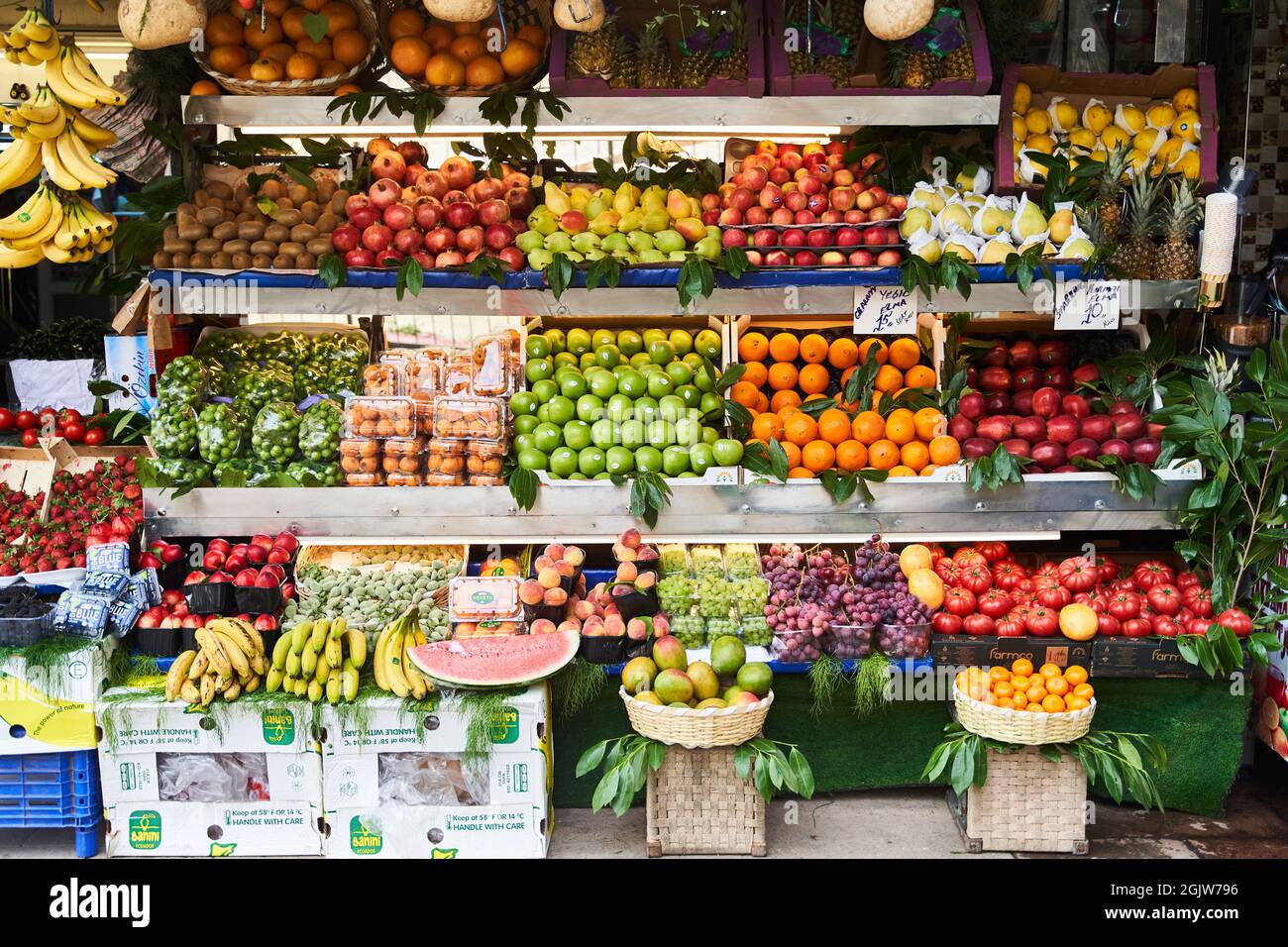 May 3, 2021 - Istanbul, Turkey: Street Fruit Shop with fresh fruits and ...