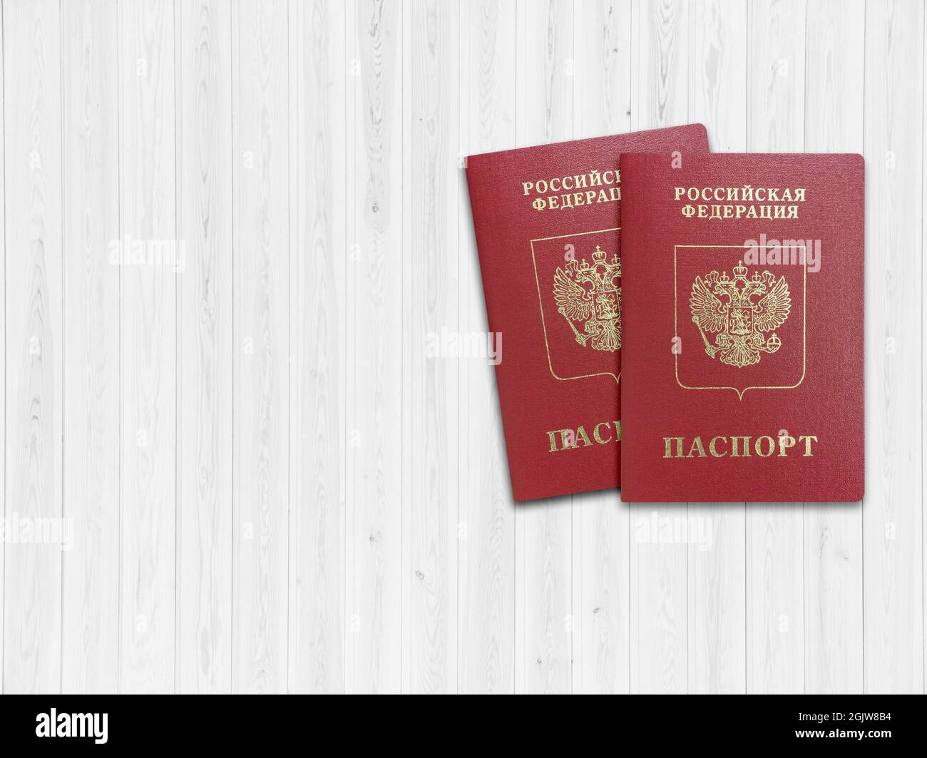 Red document with the inscription of the passport of the Russian ...