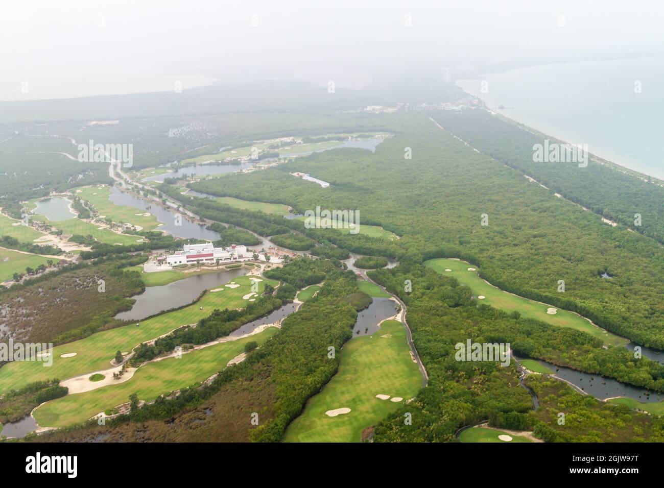 Aerial view of a golf course near Cancun, Mexico Stock Photo - Alamy