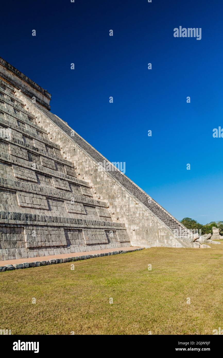 Stairway of the pyramid Kukulkan in the Mayan archeological site ...