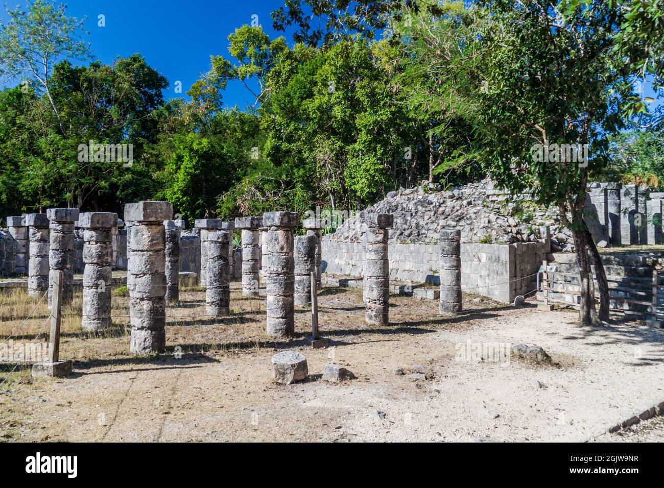 Temple group of the thousand columns in the Mayan archeological site ...