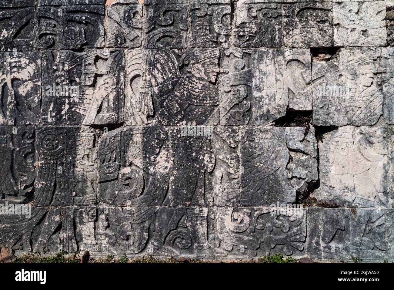 Reliefs of the players at the great ball game court at the ...