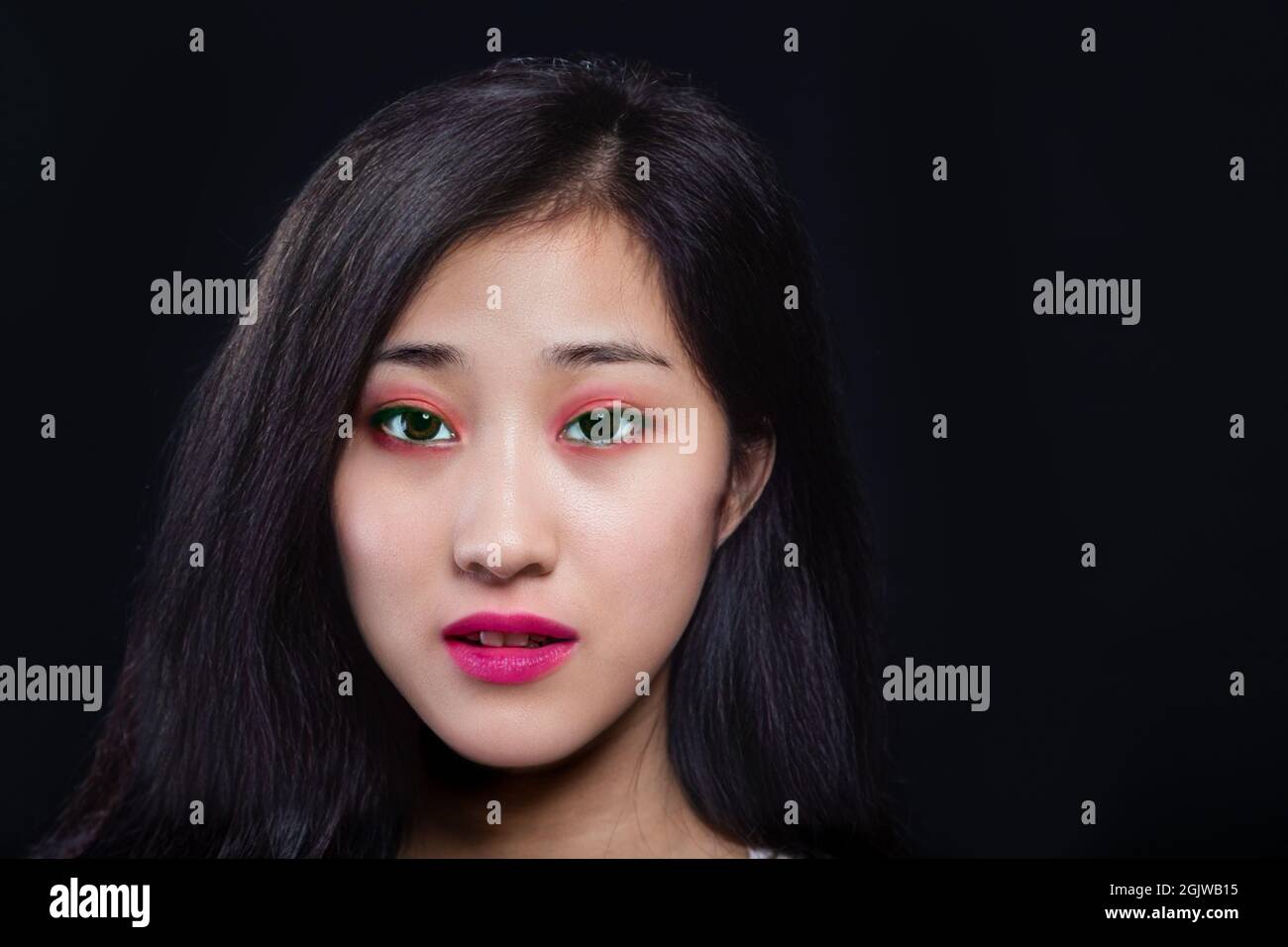 Beauty portrait of beautiful Asian American fashion model in makeup ...