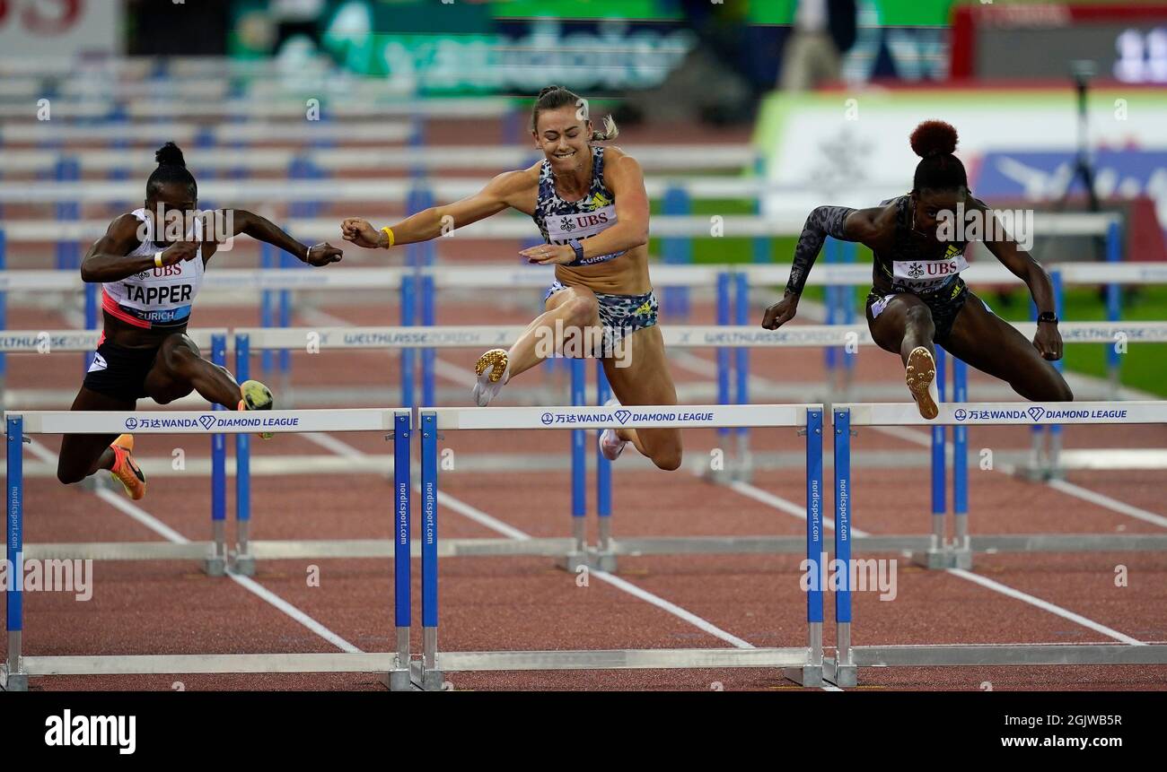 Zurich,, 09 Sep 2021 100m hurdles Megan Tapper (L) Nadine Visser (C ...