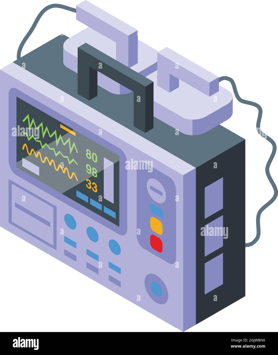 Shock defibrillator icon isometric vector. Heart aed. Cardiac cpr Stock ...