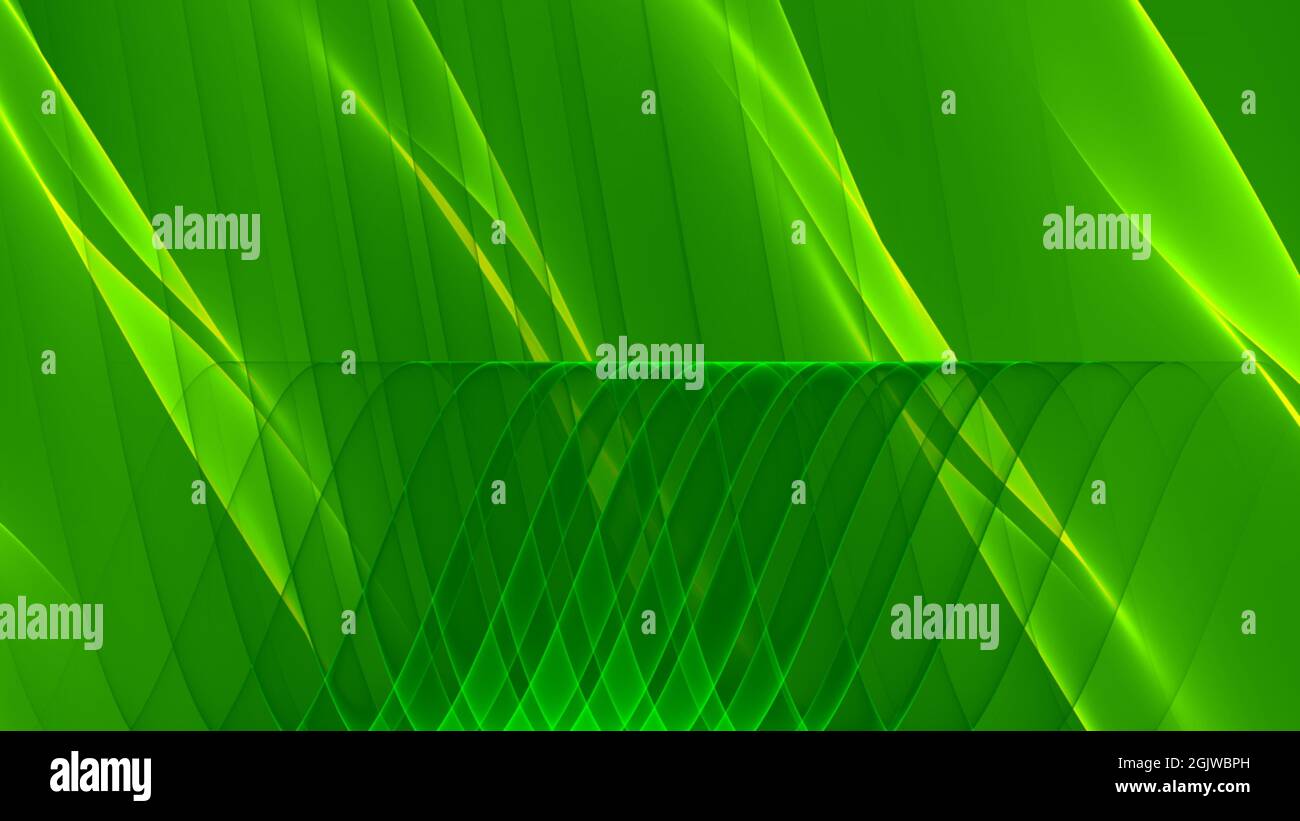 Abstract background 4k green light dark black neon waves and lines ...