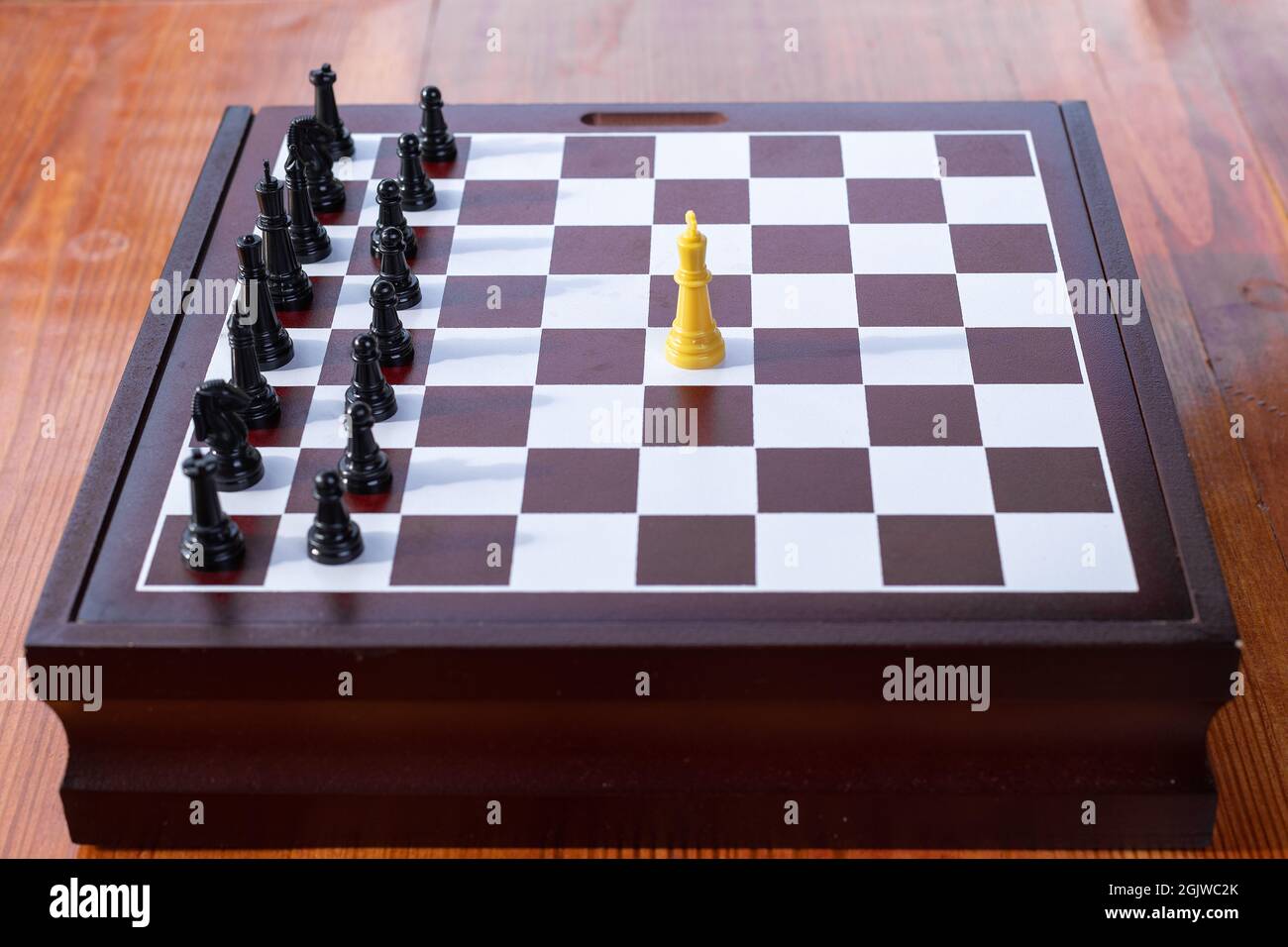 A one chess piece of the king stands on the board opposite the chess ...