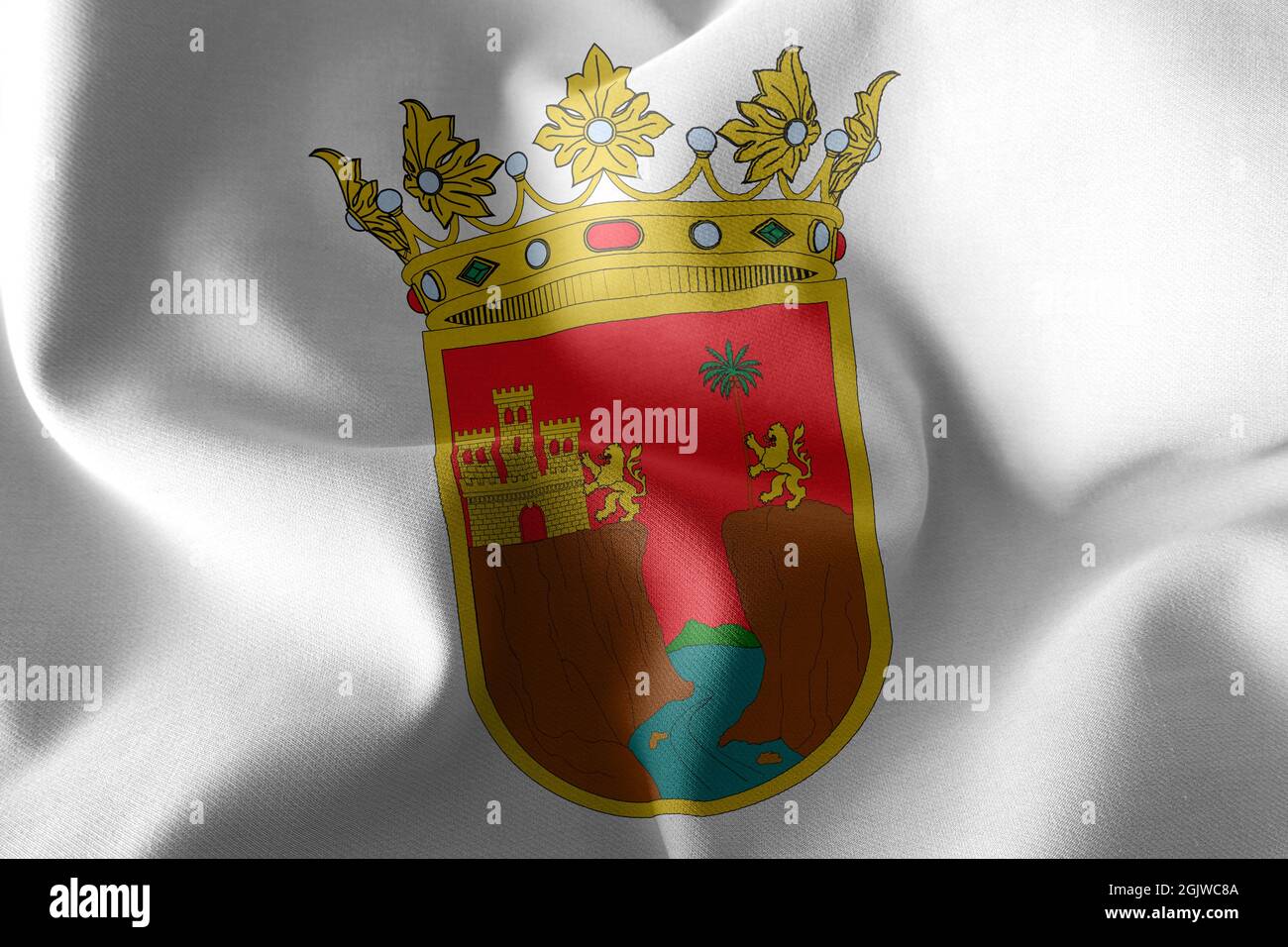 3D illustration flag of Chiapas is a region of Mexico. Waving on the ...