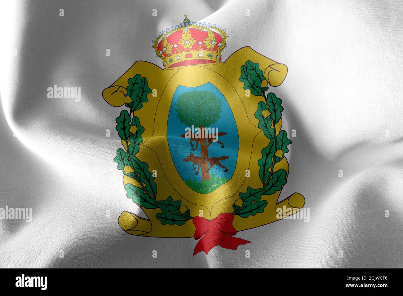 3D illustration flag of Durango is a region of Mexico. Waving on the ...