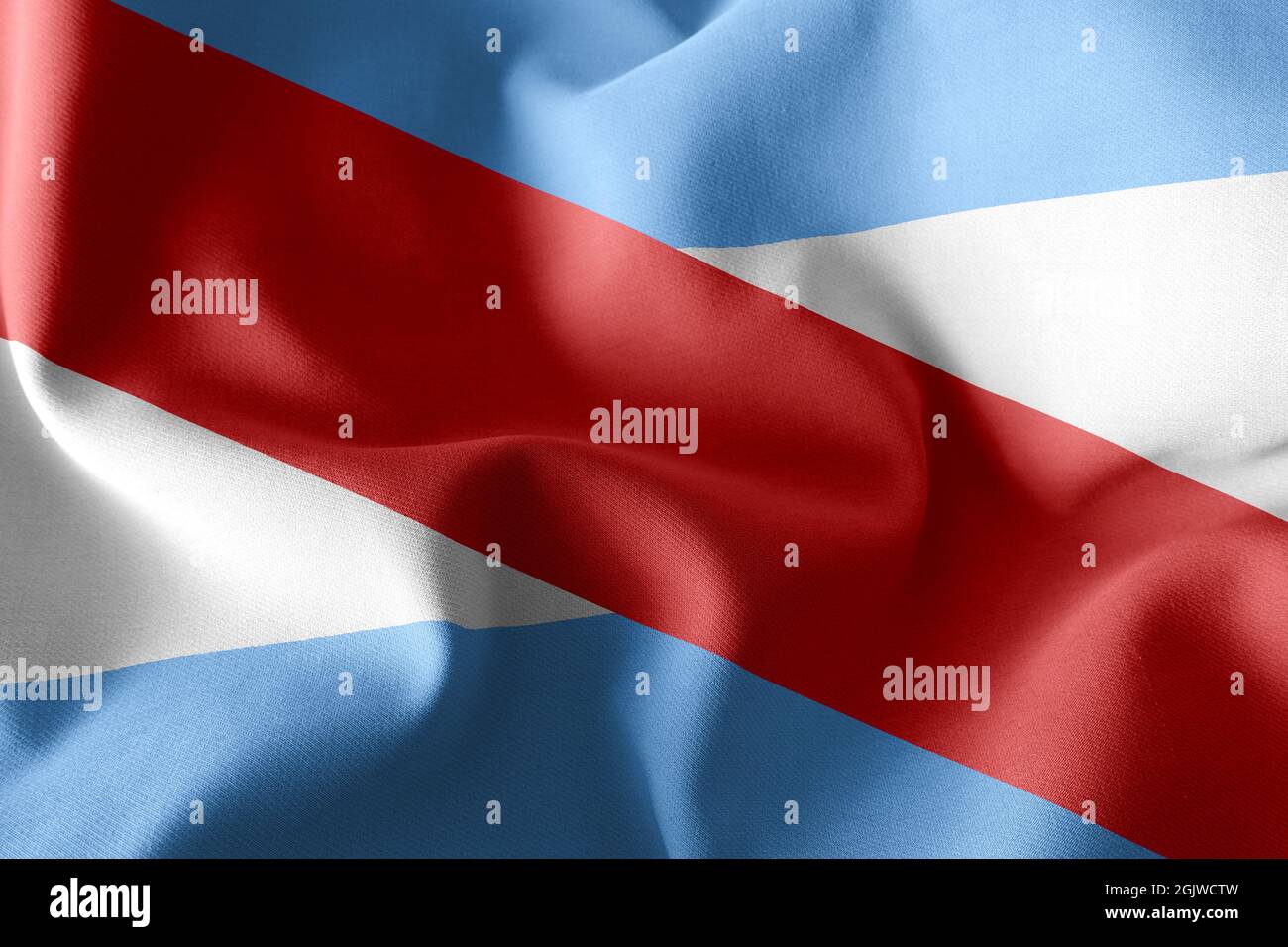 3D illustration flag of Entre Rios is a region of Argentina. Waving on ...