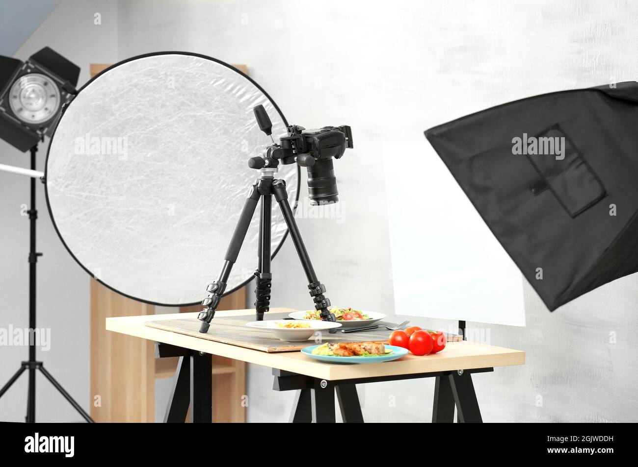 Interior of professional photo studio while shooting food Stock Photo ...
