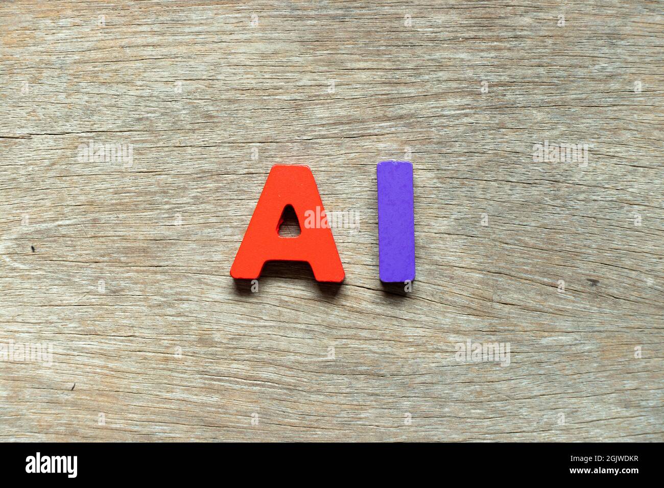 Color alphabet letter in word AI (Abbreviation of artificial ...