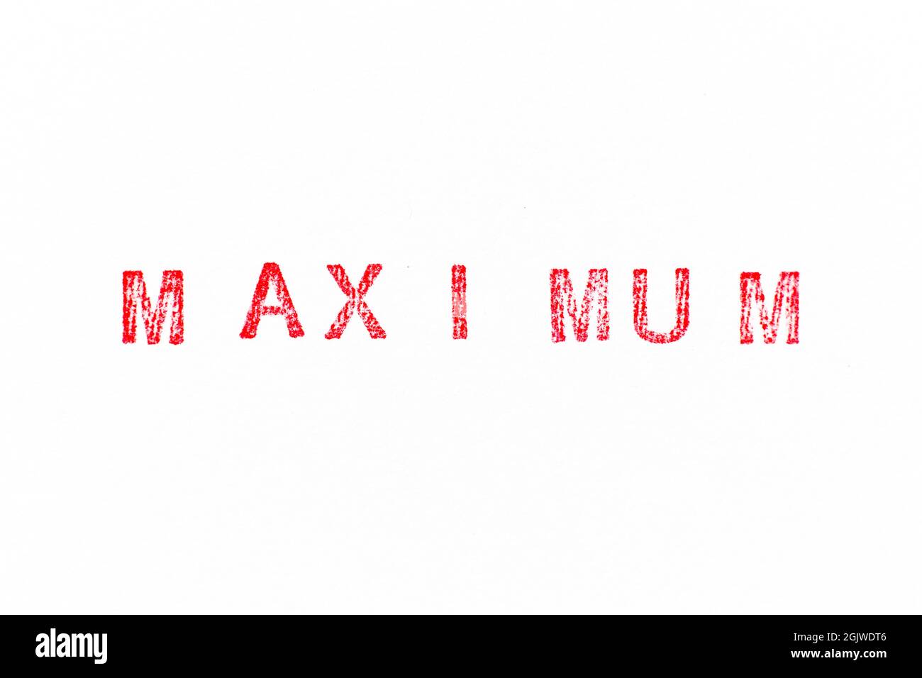 Red color rubber stamp in word maximum on white paper background Stock ...
