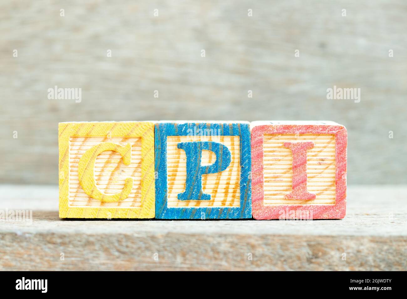 Color alphabet letter block in word CPI (abbreviation of Consumer Price ...