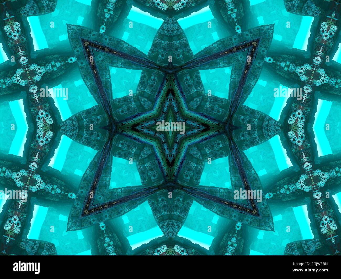 Illustration abstract kaleidoscopic pattern in jade color originated ...