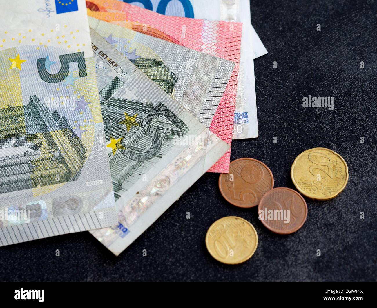 In this photo illustration, a collection of various Euro banknotes and ...