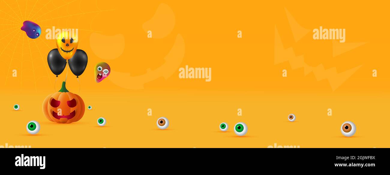 Happy Halloween. Festive background with realistic 3d orange pumpkins ...