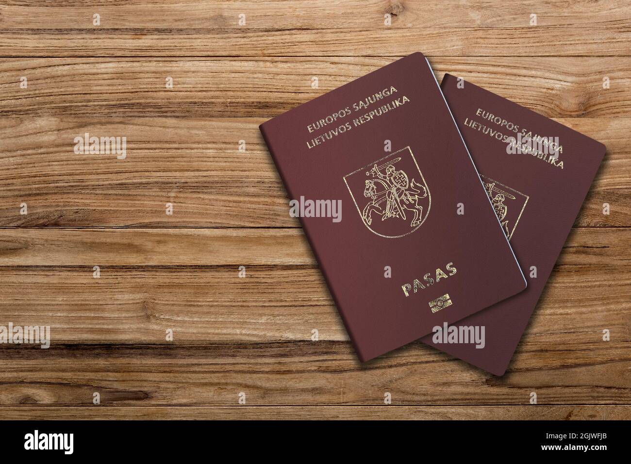 Lithuanian Passport on Wood Lines Background Banner with Copy Space ...