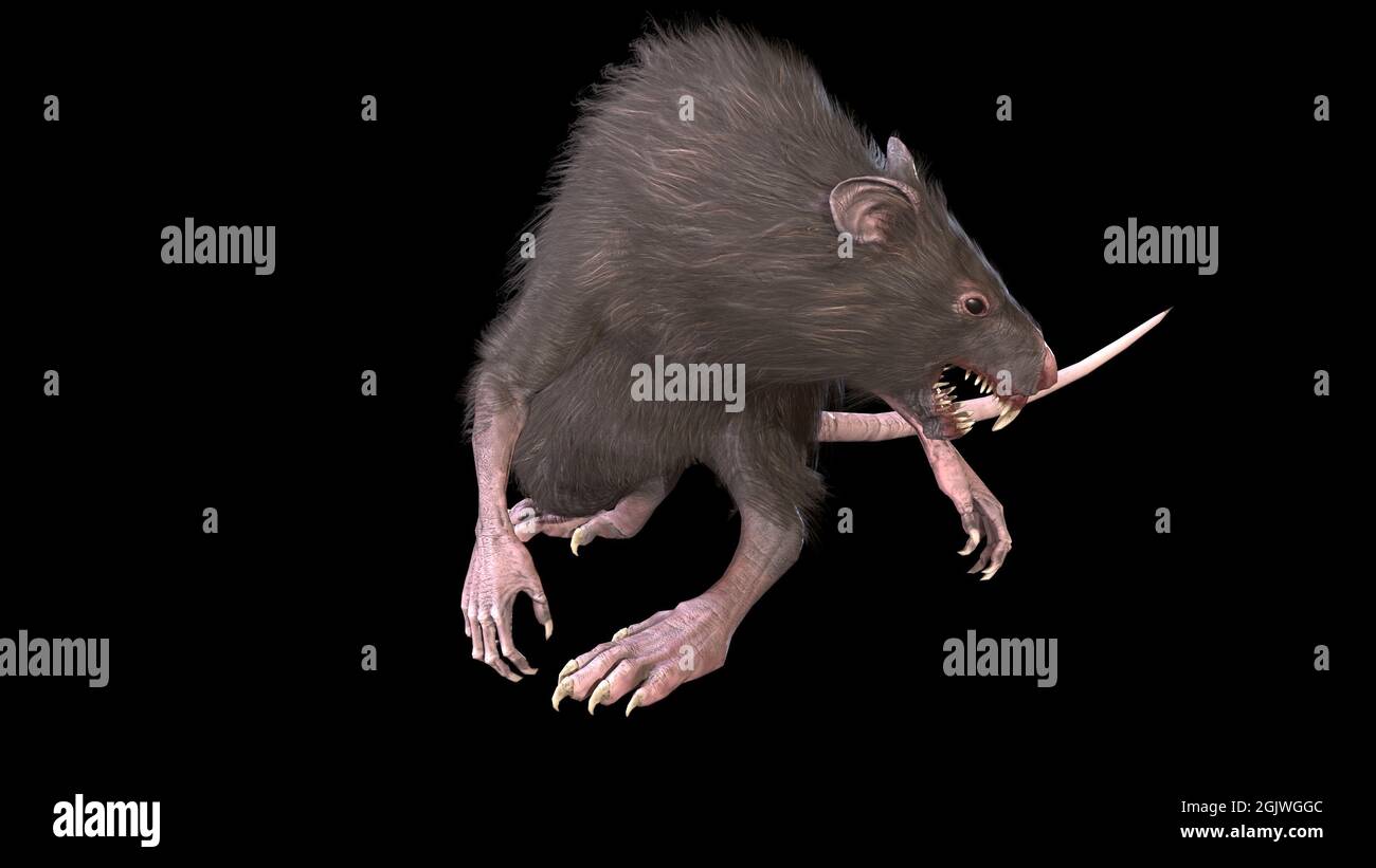 Mythical WereRat monster on chromakey background 3d render Stock Photo ...