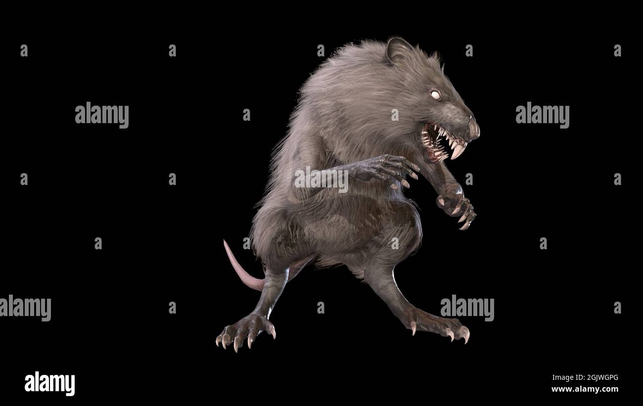 Mythical WereRat monster on chromakey background 3d render Stock Photo ...