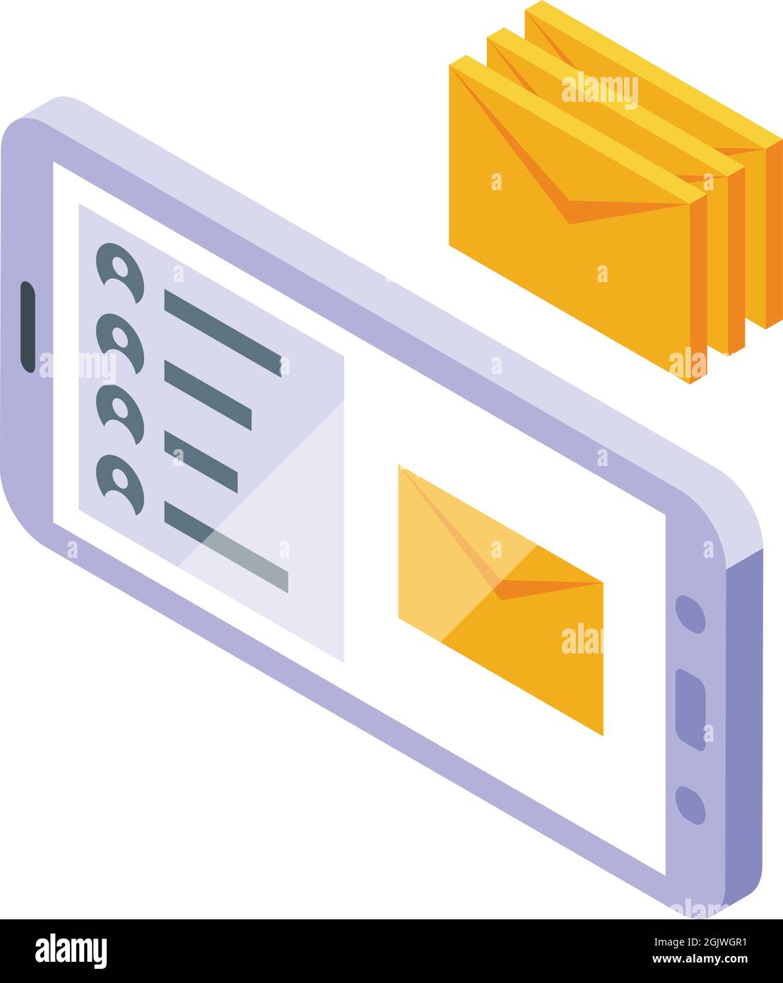 Smartphone mail icon isometric vector. Virtual reality. Game phone ...