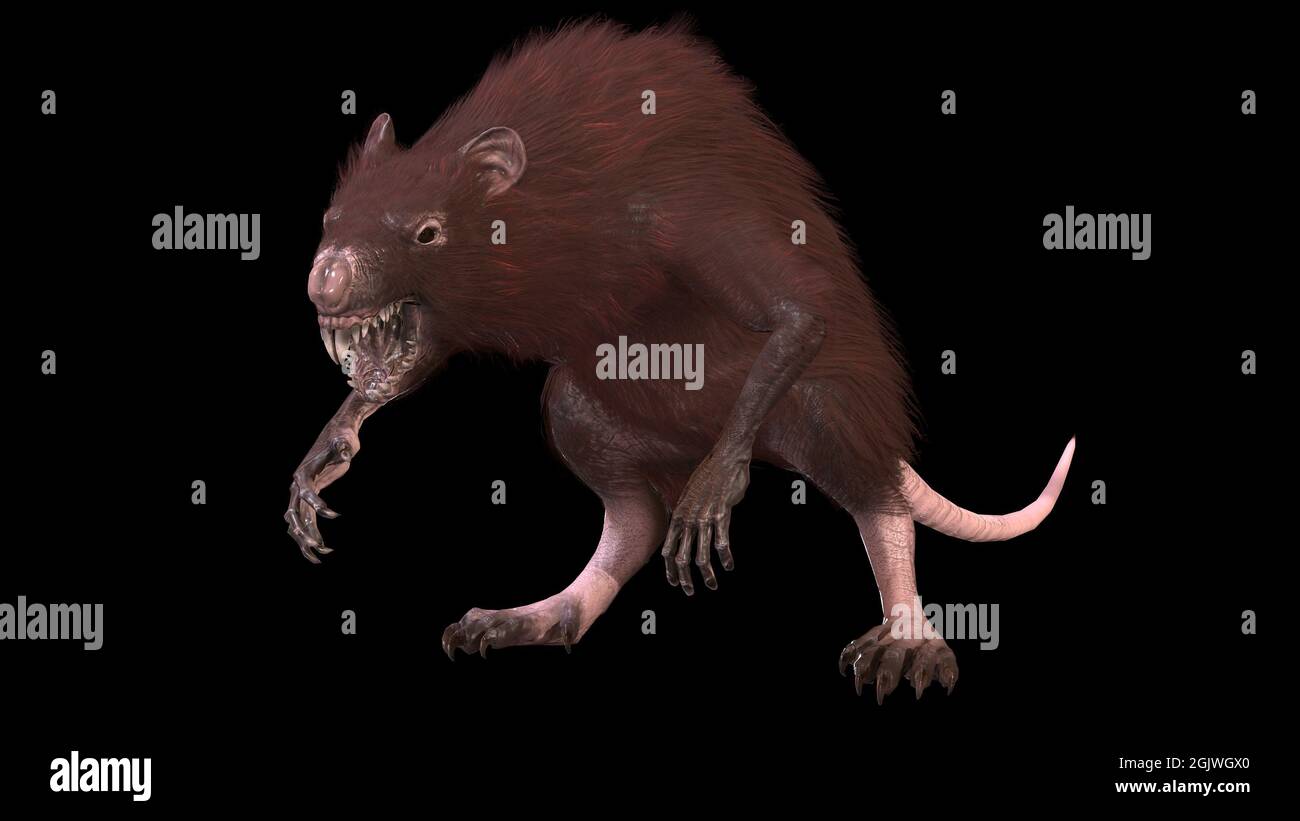 Mythical WereRat monster on chromakey background 3d render Stock Photo ...