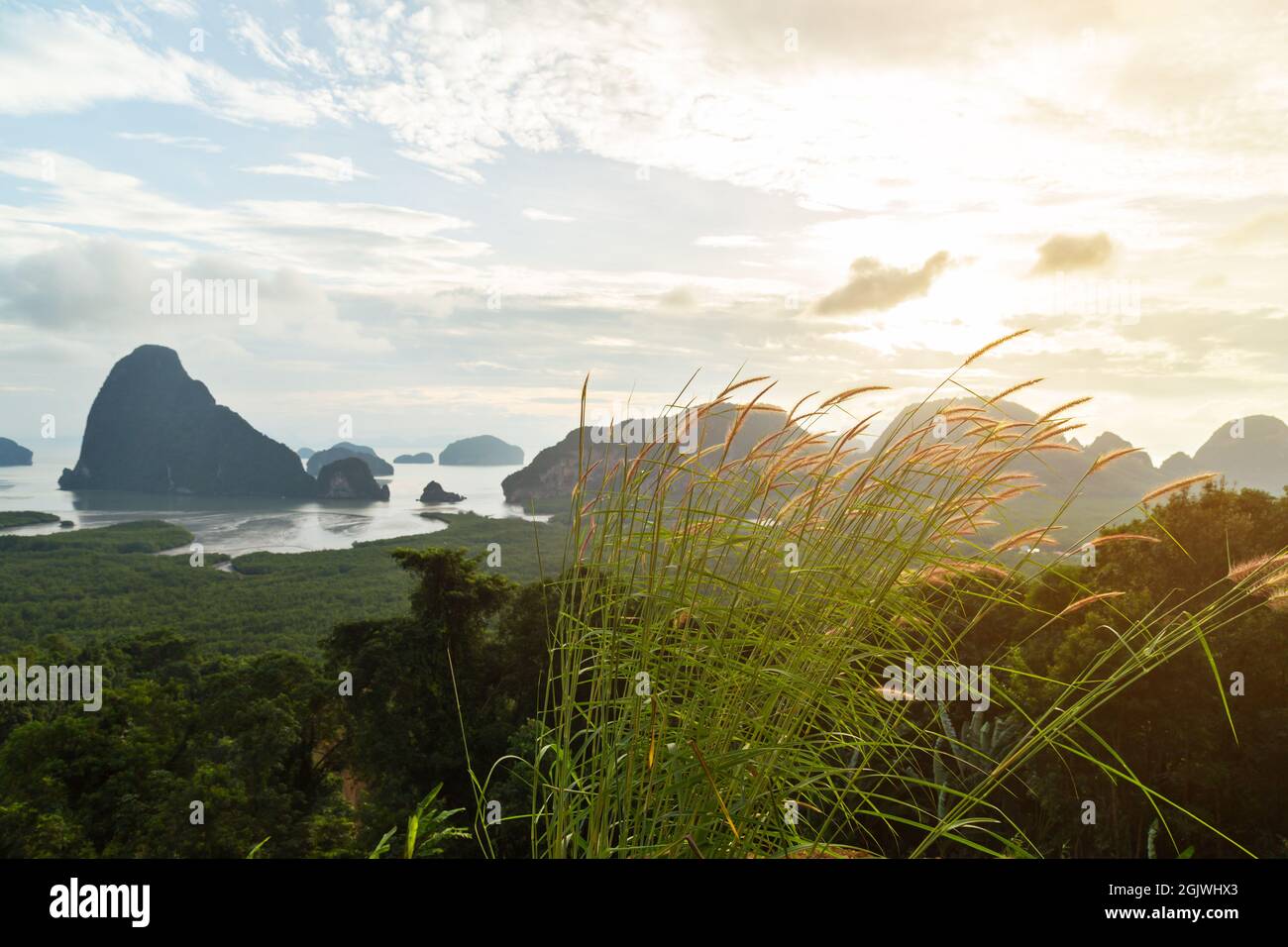 Samet Nangshe viewpoint at sunrise in Phang nga, Thailand Stock Photo ...