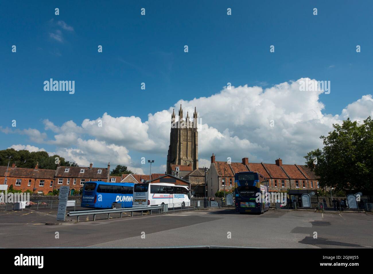 The City Of Wells bus station, Wells, Somerset, England, UK Stock Photo ...