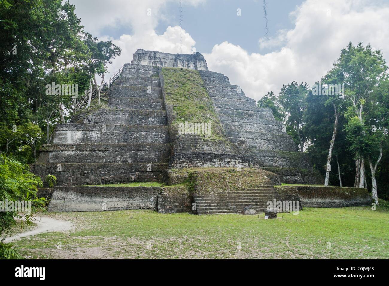 Structure 216 at the archaeological site Yaxha, Guatemala Stock Photo ...