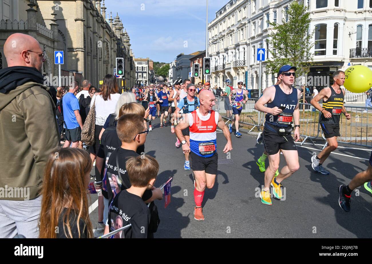Brighton, UK. 12th Sep, 2021. Thousands of runners take part in the ...