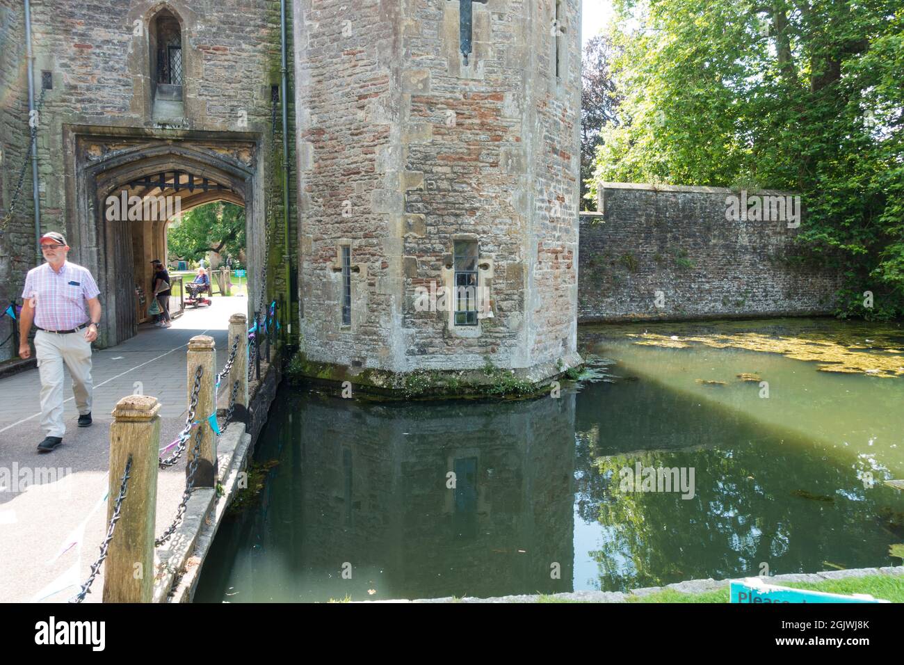 The Swans Bell in the Moat around The Bishops Palace, Wells, Somerset ...