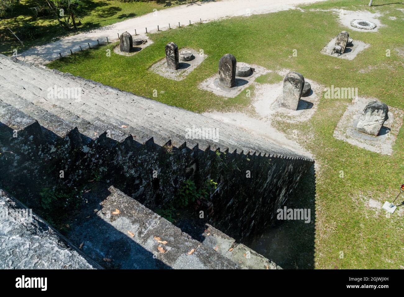 Stairway of the pyramid and stelae at Complex Q at the archaeological ...