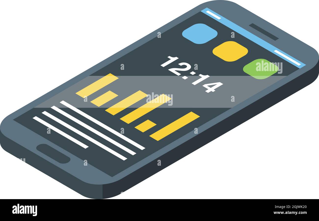 Smartphone tracker icon isometric vector. Digital device. Wearable data ...