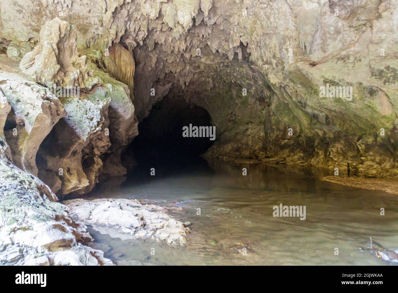 Underground river in the Cuevas de Candelaria cave complex, Guatemala ...