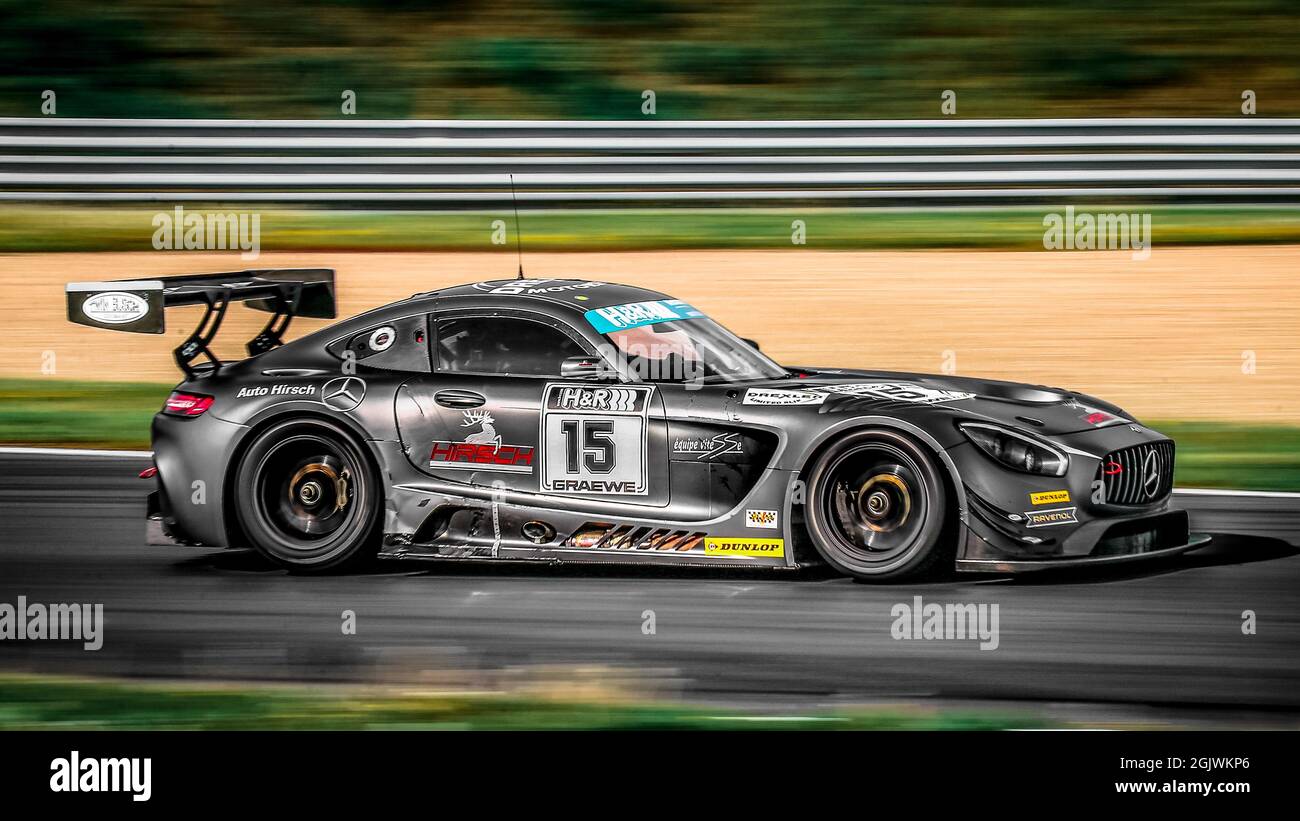 Oschersleben, Germany, April 28, 2019: Mario Hirsch driving a Mercedes ...