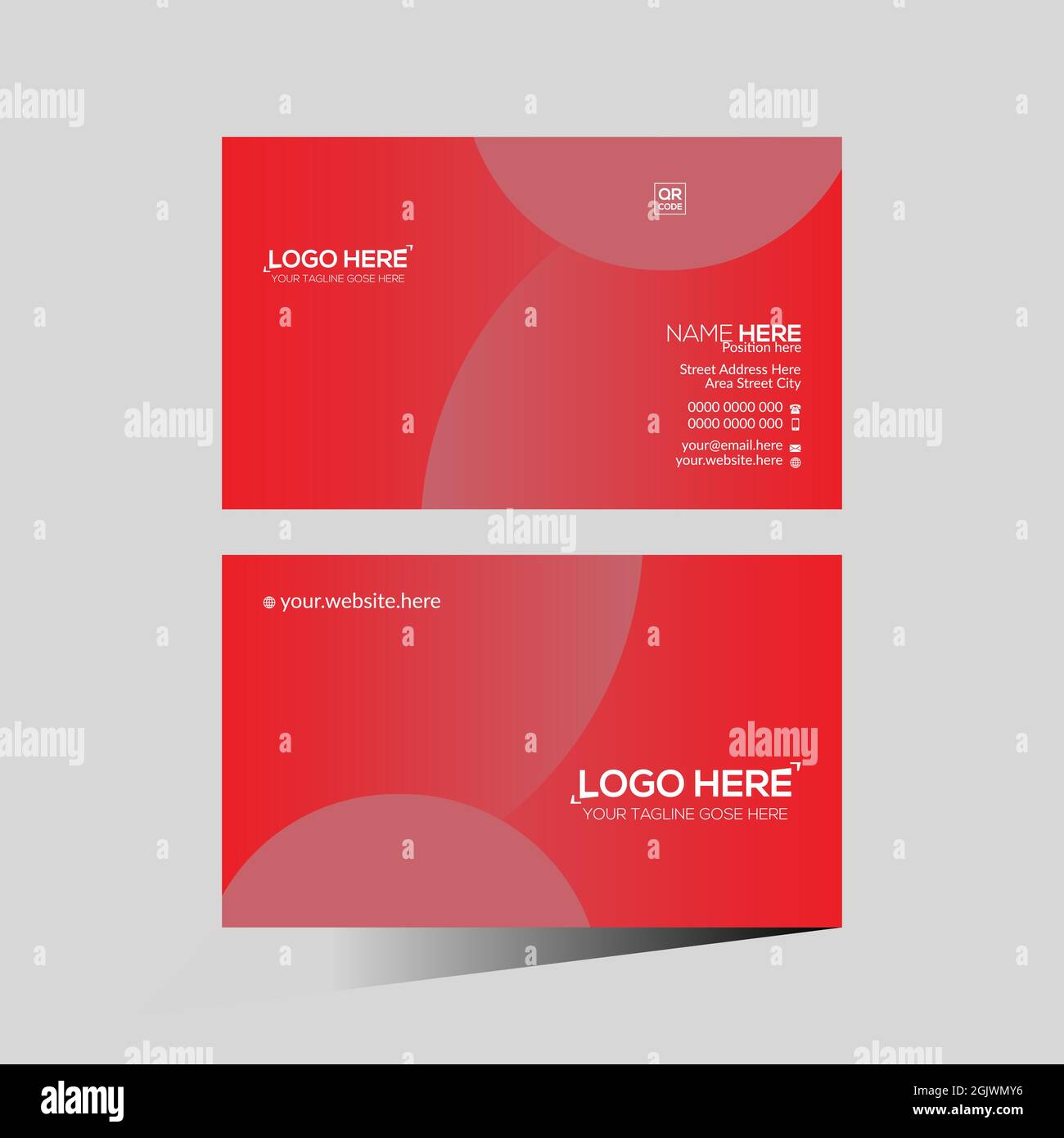 red colored vector business card design Stock Vector Image & Art - Alamy