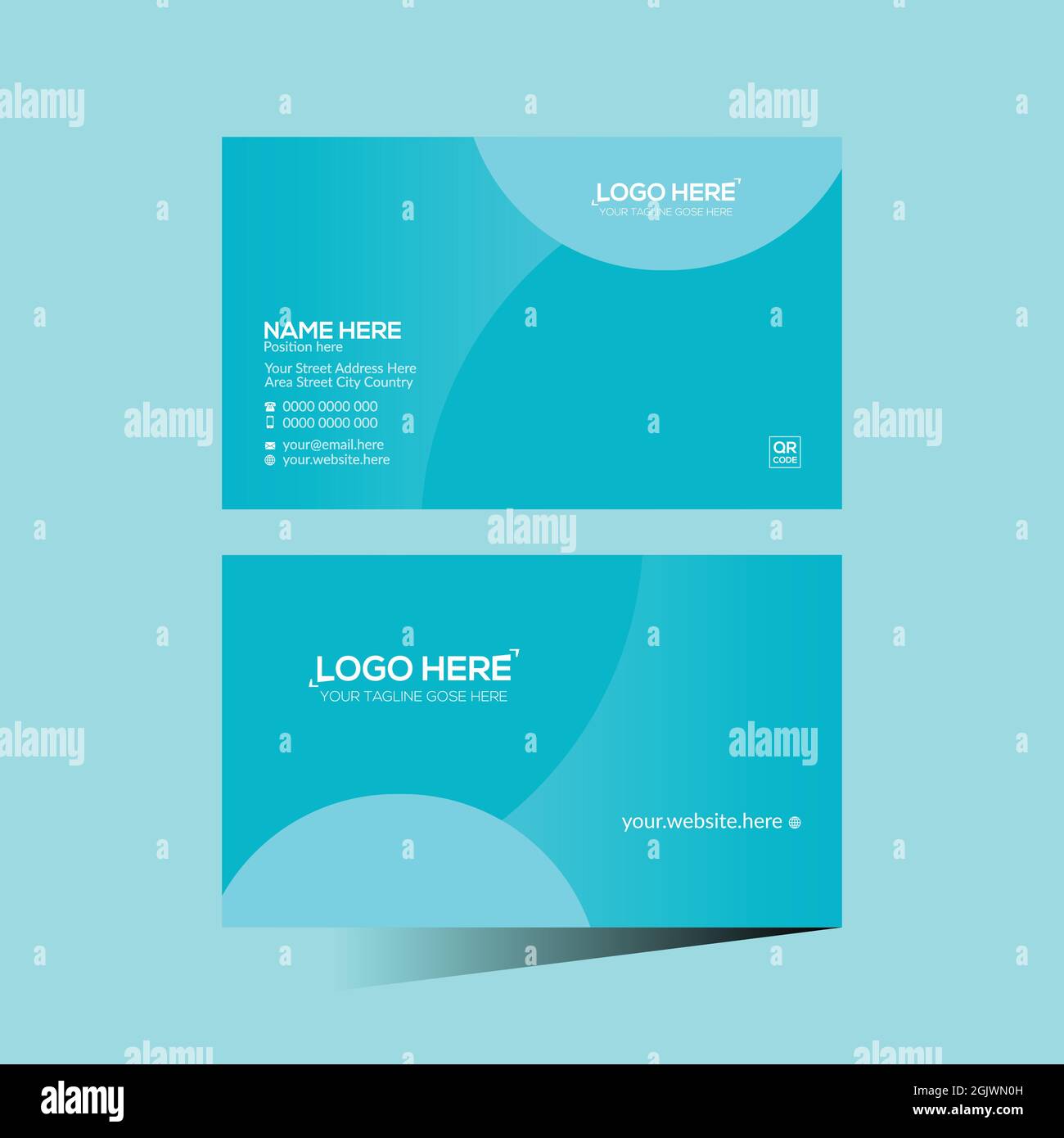 cyan colored vector business card design Stock Vector Image & Art - Alamy