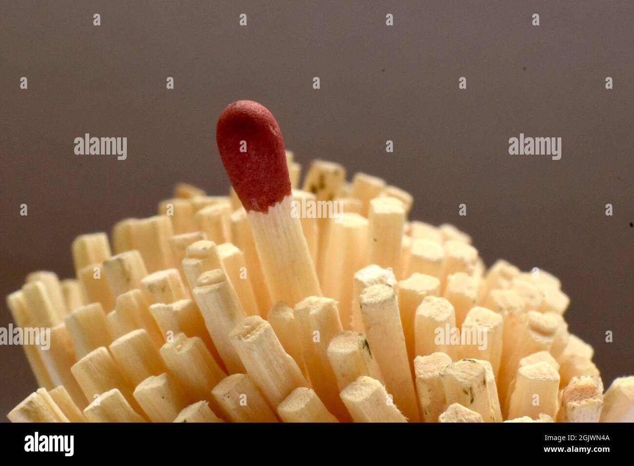 close up macro of red matchstick heads against white background Stock ...