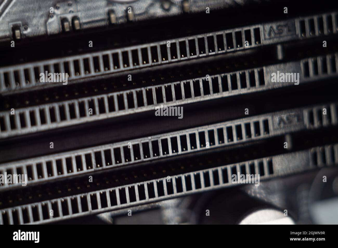 A closeup of ports on a mobo or main printed circuit board Stock Photo ...