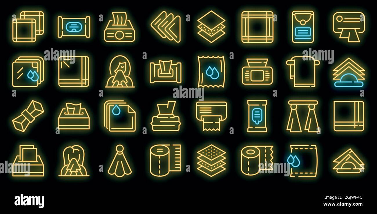 Handkerchief icons set. Outline set of handkerchief vector icons neon ...