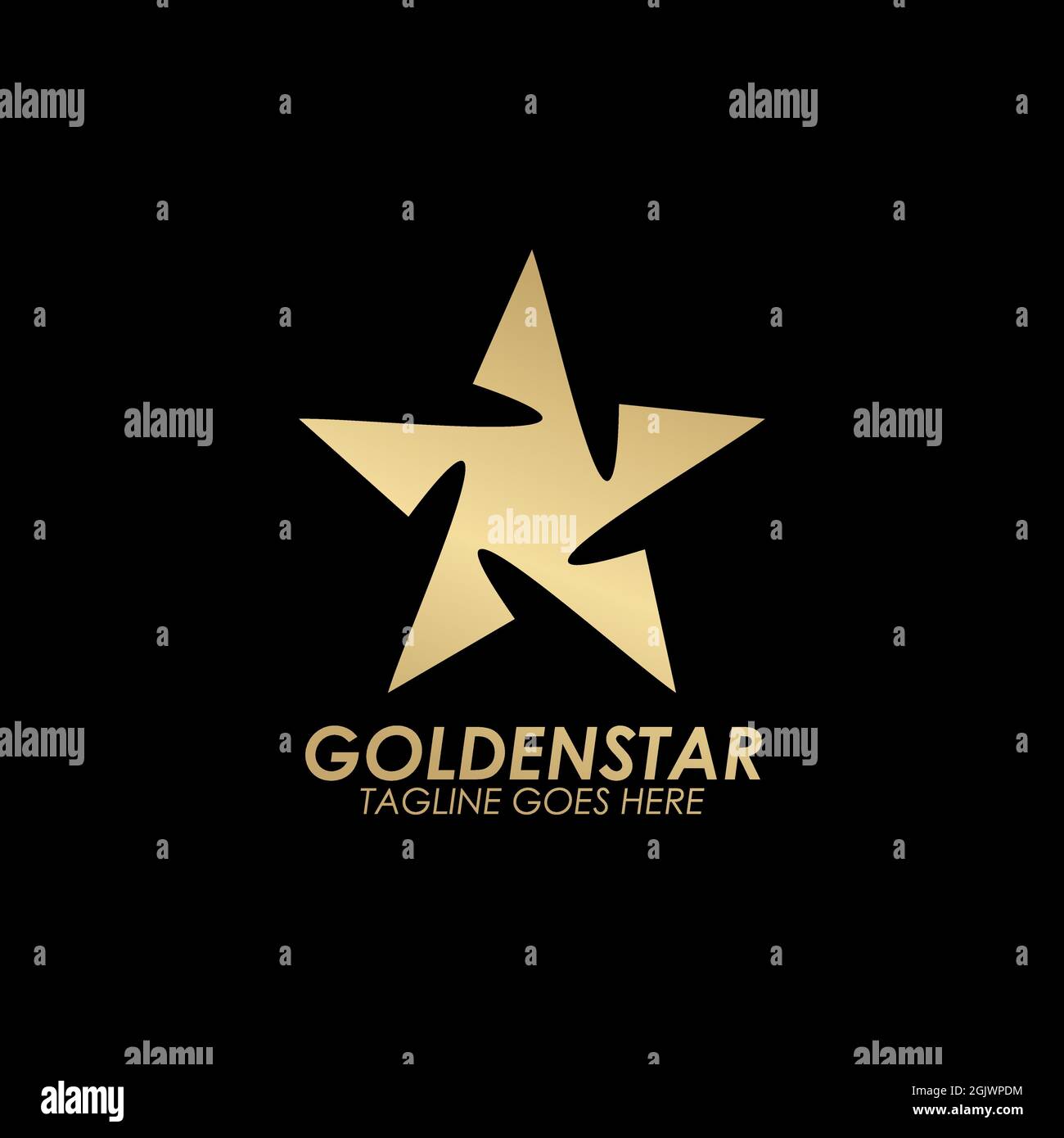 Golden stars icon logo design vector template with black background ...