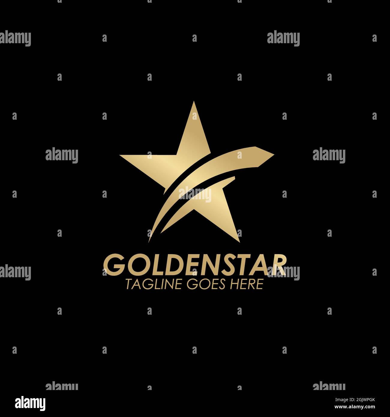 Golden stars icon logo design vector template with black background ...
