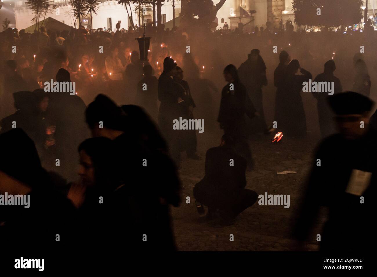 Participants of the procession on Good Friday in Antigua Guatemala city ...
