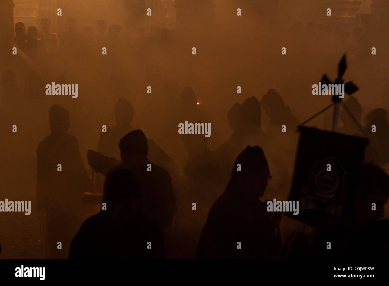 Participants of the procession on Good Friday in Antigua Guatemala city ...