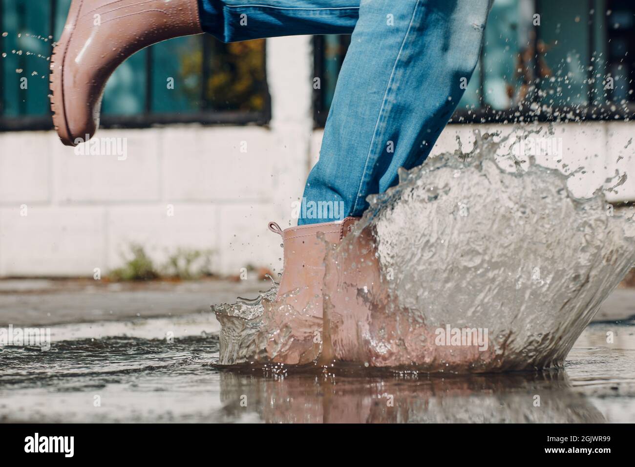 Rain Boots In Puddle