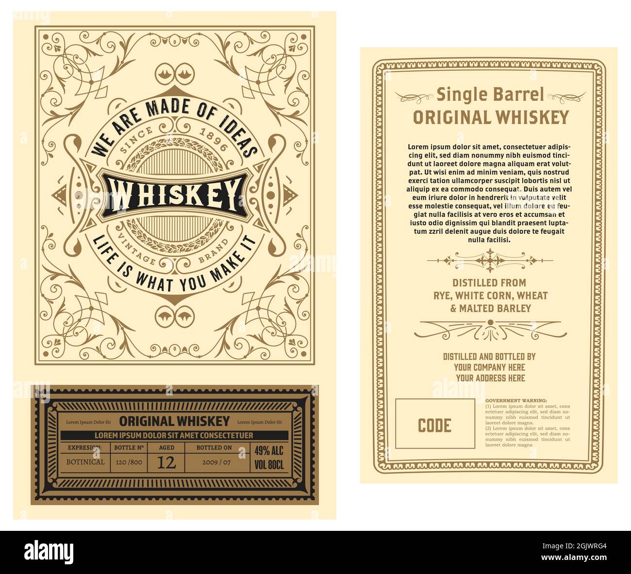 Whiskey label with old frames Stock Vector Image & Art - Alamy