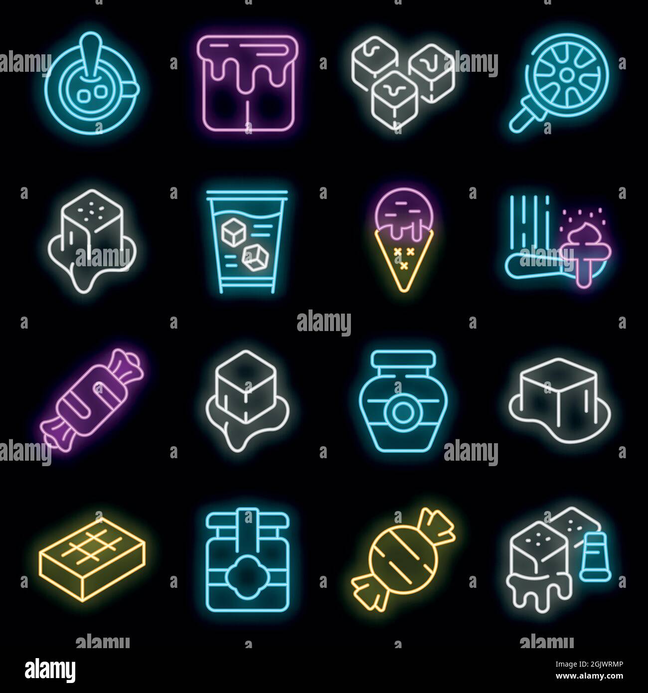 Salted caramel icons set. Outline set of salted caramel vector icons ...